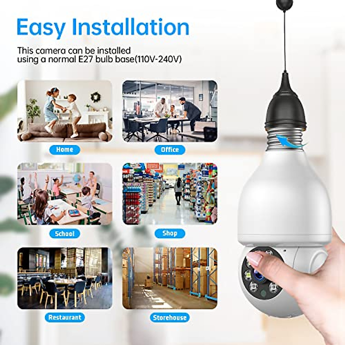 CAMBLINK 2.4GHz WiFi Light Bulb Security Camera,1080P Light Socket Camera, Outdoor Indoor Wireless Security Camera,Full Color Night Vision, TwoWay Dialogue,Motion Tracking,Alexa Support 2PCS…