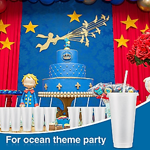 Amyhill 24 Pcs Reusable Cups with Lids and Straws 24 oz Glitter Iced Coffee Tumbler Plastic Travel Mug Cup for Smoothie Juices Birthday Sleepover Party Supplies for Girls(Clear)