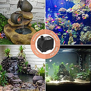 YH YUANHUA Submersible Water Pump Ultra Quiet with Dry Burning Protection160GPH for Fountains, Hydroponics, Ponds, Aquariums & More …