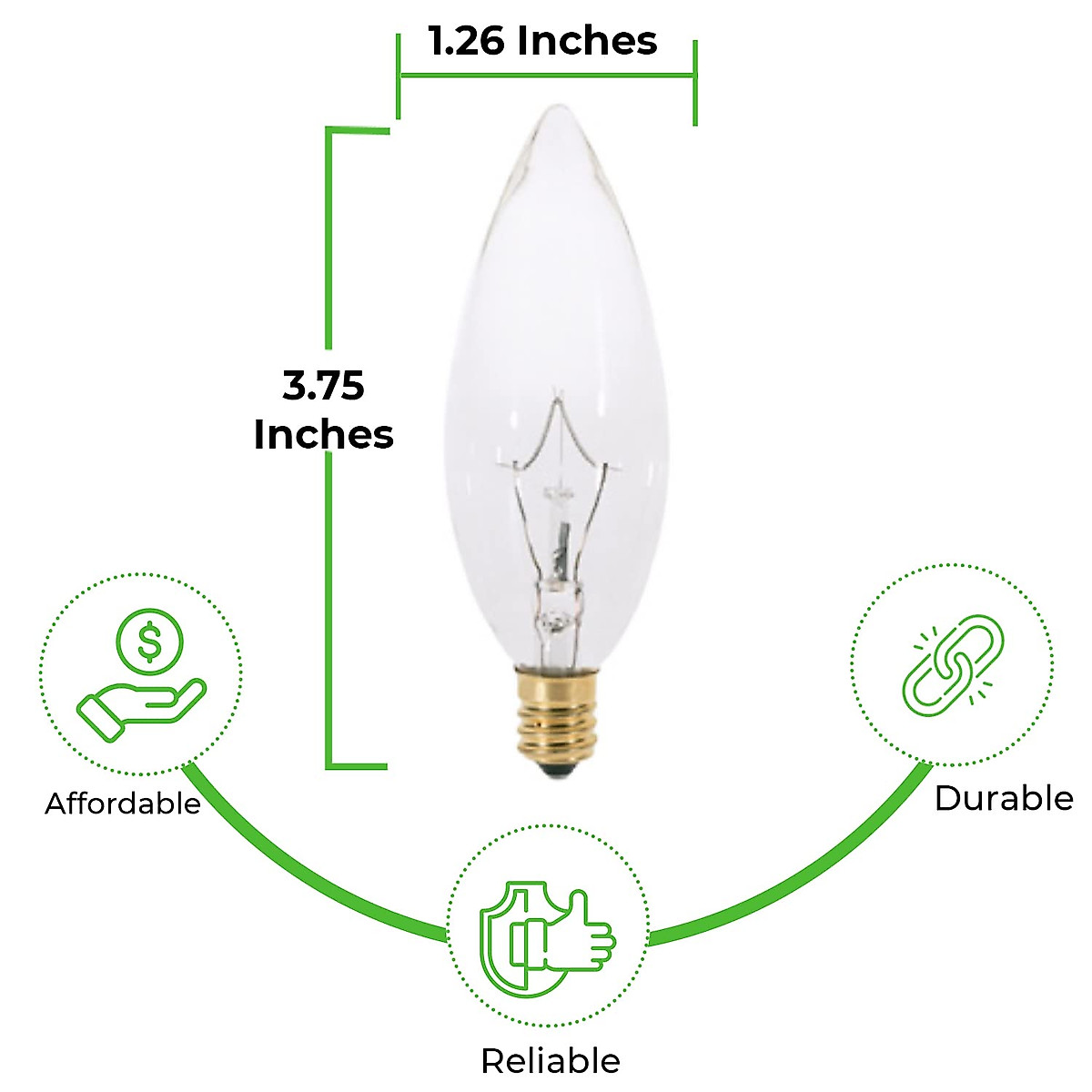 BULBMASTER Blunt Tip Decorative Candle Light Bulbs CTC Chandelier Bulbs Torpedo Tip Incandescent Light Bulbs, E12 Candelabra Light Bulb Base, Soft White, Pack of 12 (25W-TORPEDO-12PK)