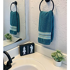 Sukha Home Funny Bathroom Signs - Cute Unisex Restroom Sign, Wooden Farmhouse Bathroom Wall Decor for Shelf or Wall Art, Home Decor Bathroom Accents