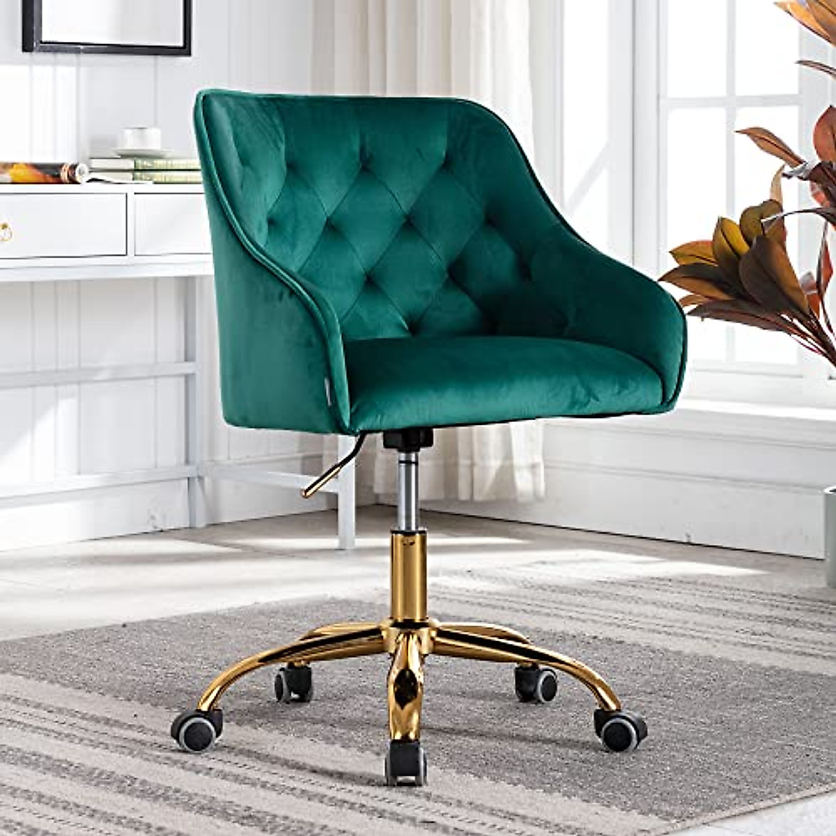 HomSof Home Office Desk Chair Modern Velvet Office Computer Chair Height Adjustable Mid-Back Task Chair