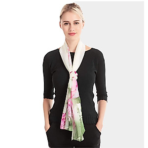 Acotavie Scarfs for Women Lightweight Print Floral Pattern Scarf Fashion Scarves Sunscreen Wraps Shawls (Lotus&Green)