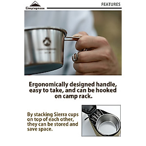 CAMPINGMOON 2pcs Set Stainless Steel Deep Type Camping Sierra Cup 450ml S-360 (2pcs Set + Bag)