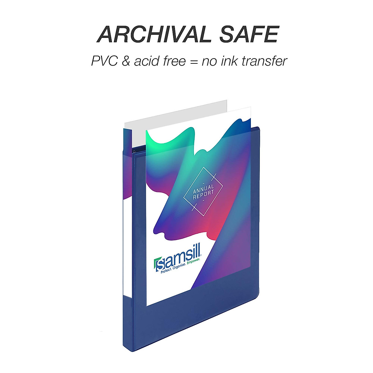 Samsill Durable .5 Inch Binder, Made in the USA, Round Ring Customizable Clear View Binder, Blue, 8 Pack (MP88412)