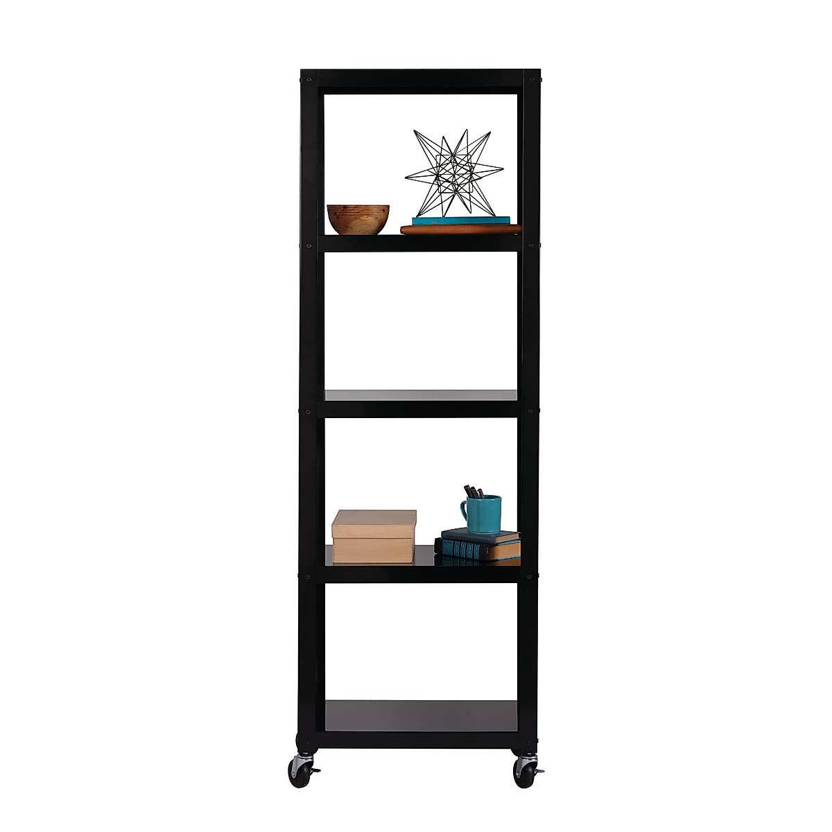 Space Solutions RTA 72-inch High Mobile 5-Shelf Metal Bookcase Black