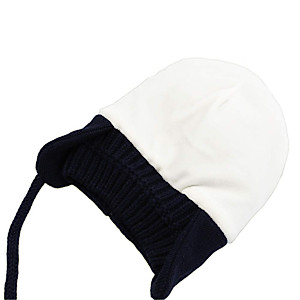 Baby Beanie Earflaps Hat - Infant Toddler Girls Boys Soft Warm Knit Hat Kids Winter Hat with Fleece Lining(Grey&Navy,S)