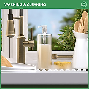 Bar5F 32-Ounce Empty Plastic Shampoo Pump Bottles, BPA-Free, Leak-Free, 1-Liter Crystal-Clear Cylinder, Clear Pump Top, 3-Pack