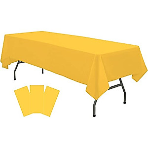 Plastic Yellow Tablecloths 3 Pack Disposable Table Covers 54 in. x 108 in. Table Cloths Bridal Shower Party Tablecovers for Parties Engagements Weddings Festivals, Fits 6 to 8 Foot Rectangle Tables