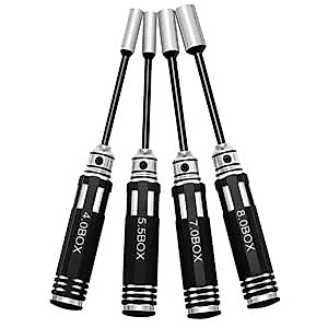 HRB 4PCS 4.0mm 5.5mm 7.0mm 8.0mm Hex Driver Set Allen Screwdriver RC Tools Flat Head Hexagon Screw Drivers Wrench Tool Kit for RC Quadcopter Helicopter Car Multi-Axis FPV Racing Drone Model Fixed-Wing