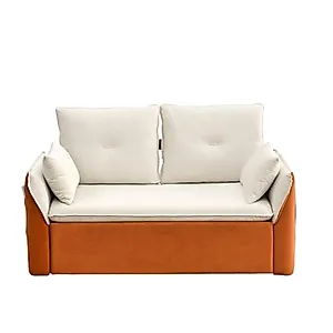 ADUH 57" Convertible Sofa Bed with 2 Detachable Arm Pockets, Velvet Loveseat Multi-Position Adjustable Sofa