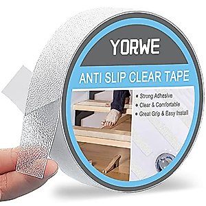 Yorwe Anti Slip Tape Transparent, More Clear and Comfortable Safety Track Tape (1" Width x 190" Long, Clear)