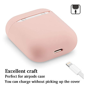 Airpods Case No Keychain,AirPods Case Cover,Full Protective Silicone AirPods Accessories Skin Cover,Compatible with Airpods 1 & 2 Case,Front LED Visible,Supports Wireless Charging(Pink)