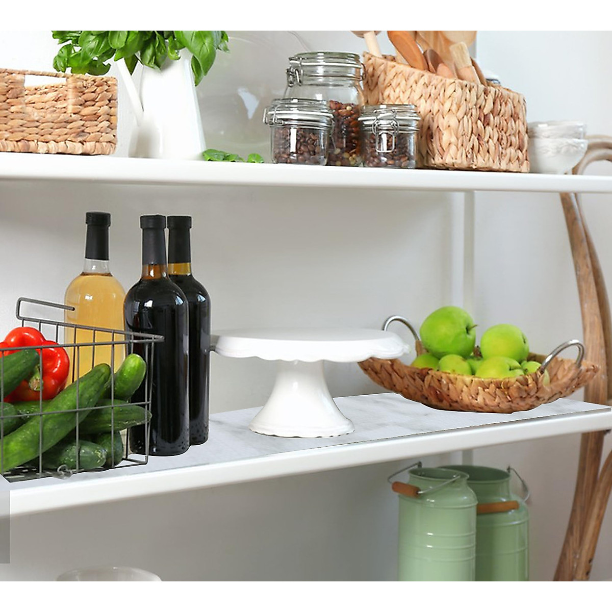 Shelf Liner for Kitchen Cabinets 15 Inch Wide X 20 Ft Non Adhesive Cabinet Drawer Liners for Shelves Non Slip Waterproof Marble Printed Mat for Closet Bathroom Pantry Cupboard Refrigerator