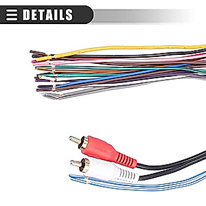 Motoforti Car Stereo CD Player Wiring Harness Set, Wire Radio Adapter 2 RCA Connector, for Ford Focus 2004-2007, Plastic, Metal, 70-5521, White, 1 Set