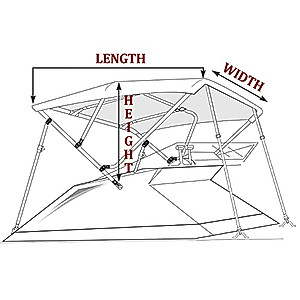 SBU Light Grey Aluminum 3-Bow Bimini Top Compatible for Regal 1900 FASTRAC BR for Model Years 2006-2009
