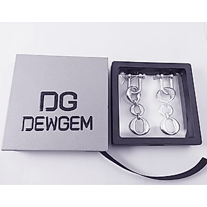 DEWGEM Hoops Dangling Plugs Link Dangle Ear Gauges for Ear Tunnels Stainless Steel Dangling Plugs and Tunnels Ear Stretching Kits Dangle Gauges Ear Plugs for Women Size 6G(Silver & Links)