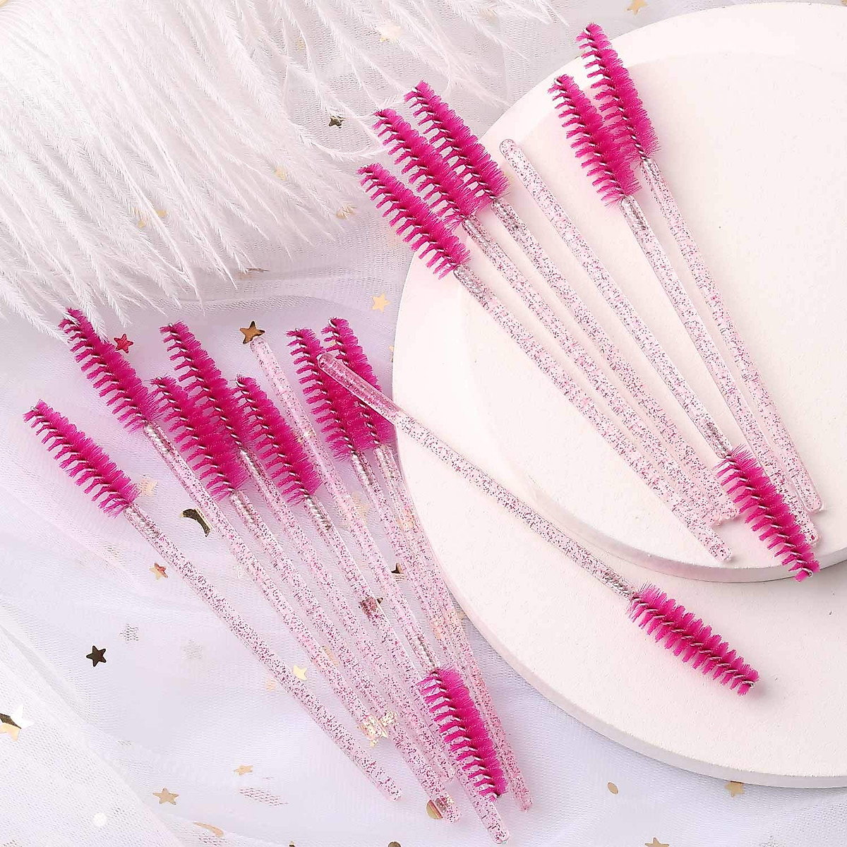 200 Disposable Eyelash Brush Mascara Wands Spoolies for Eye Lashes Extension Eyebrow Purple Pink Tbestmax