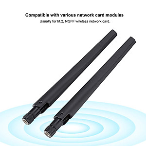 ASHATA External Antenna,2PCS M.2/NGFF Network Card Cable and 2x5DBi Antenna for Intel 9560NGW /9260AC/7265AC