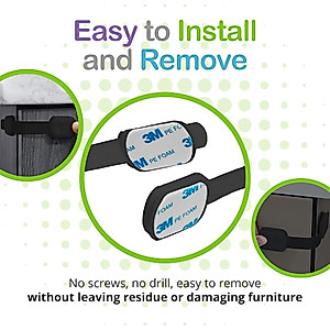 Adjustable & Reusable Child Safety Cabinet Locks & Latches, Baby Proofing Door Window, Cabinet, Toilet, & Refrigerator Lock, Child Safety Strap Locks with Adhesive Pads, Pack of 6, Black - Wonderkid