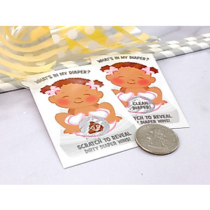 Girl - What's In My Diaper Baby Shower Scratch Off Game | African American | 24 Cards - 1 Winner | Baby Shower Games | Baby Shower Prizes | Door Prizes | Diaper Party | Dirty Diaper Game