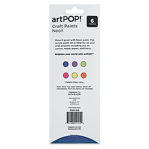 artPOP! Acrylic Craft Paint, Set of 6 Neon Bright Colors, 2.5 ml Each, Mini Paint Pot Pod Strips, Washable, Non-Toxic for Arts and Crafts, Poster Paint, Painting on Paper, Canvas, Wood, Fabric