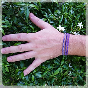 Origin Siam Handmade Thai Woven Triple Stack Bracelet | Wax Cotton Cord String Wristband Set | Adjustable Unisex Boho Friendship Band | Bracelets for Woman, Women, Man and Men (Purple Violet Lilac)