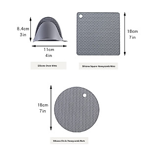 Silicone Placemats - Silicone Oven Mitts and Pot Holders Sets, Silicone Trivet Mats Heat Resistant Silicone Oven Mittens Mini Oven Gloves and Hot Pads for Kitchen Baking Cooking - 10 Pcs