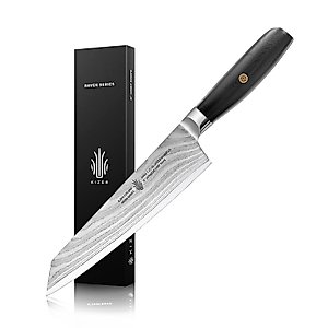 Mojave Outdoor 8 Inch Damascus Chef Knife Japanese T-CO 69 Layers Damascus Steel Blade Kitchen Cooking Kiritsuke Knives Raven Series RE0801T