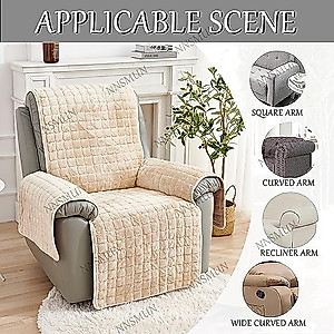 Armrest Chair Covers, Sofa Arm Protector Covers, Plush Armchair Cover, Furniture Protector Corner Sofa, Stretch Armchair Couch Arm Rest Cover for Recliner, Chair, Sofa (Beige,3 seater(167*190CM))
