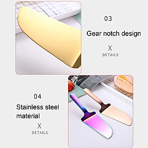 PAPABA Stainless Steel Pizza Shovel Bread Slicer Serrated Edge Cake Pie Server Divider Cake Cutter Knife Dessert Spatula Blue