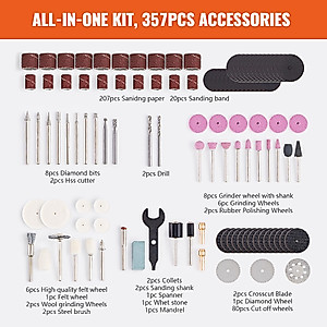 VEVOR Rotary Tool Accessory Kit, 357PCS Accessories Kit, 1/8" Diameter Shank, Universal Fitment Power Rotary Tool Accessories Set for Grinding, Carving, Sanding, Cutting, Drilling