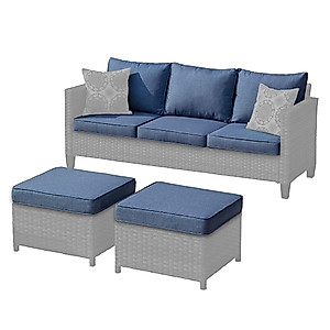 ovios Patio Cushion Covers, Waterproof Cushion Cover for Outdoor Furniture, Sofa, Couch, Ottoman Seat Back Cushion Cover with Zipper (8 Covers, Denim Blue)