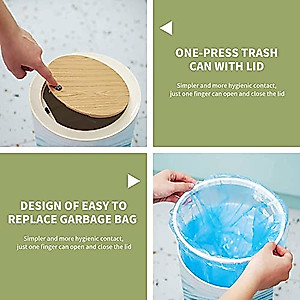 LGCZNWDFHTZ Small Trash Can with Lid for Bathroom Kitchen Office Diaper Blue sea Water Bedroom Garbage Trash Bin Dog Proof Waste Basket Cute Decorative