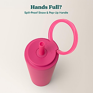 REDUCE Halo 24 oz Stainless Steel Vacuum Insulated Tumbler - Spill Proof Travel Mug with Flip Handle Lid - Keeps Drinks Cold for 32 Hrs - Dishwasher Safe - Cupholder Friendly - Dragonfruit