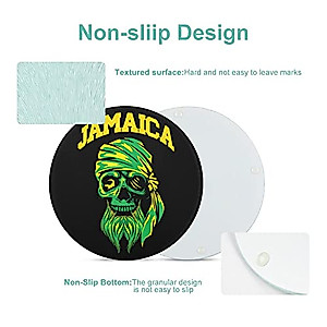 Flag of Jamaica Printed Round Cutting Board Glass Chopping Blocks Mats Food Tray for Home Kitchen Decoration