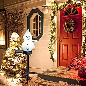 Yard Lights Pumpkin Garden Snowman Solar Pattern Christmas Lamp Outdoor Patio & Garden Led Flush Mount Ceiling Light (Blue, One Size)
