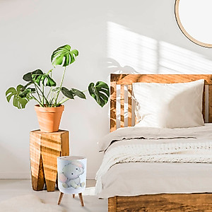 LOPYEIJFG Trash Can with Lid Kitchen Bathroom Bedroom 1.8 Gallon Press Cover Cute Baby Elephant a Cartoon Style Watercolor Animal an Isolated for Wood Small Garbage Bin Wastebasket Office Waste Bin