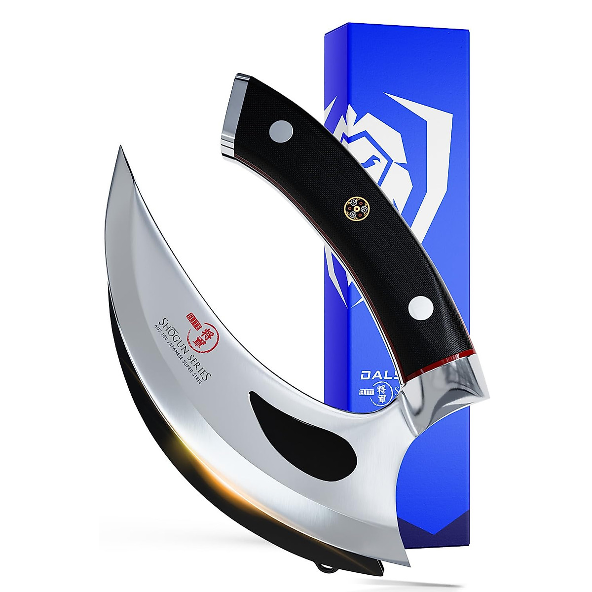 Dalstrong Ulu Knife - 6.5 inch - Rocking, Mincing, Slicing Meat & Herb Knife - Shogun Series Elite - Japanese AUS-10V Super Steel Kitchen Knife - Black G10 Handle - w/Sheath