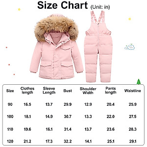 Toddler Girl Snowsuit 2Pcs Kids Down Jacket Winter Hooded Coat +Snow Bib Pants Kids Windproof Skiing Suit (3T/4T,Pink)