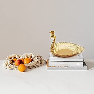 DINLiAN S Creative Gold Peacock Candy Dish Fruit Bowl,Decorative Bowl For Keys And Wallet,Key Holder Bowl For Entryway Table,Jewelry And Sundries Storage Dish for Home Decoration