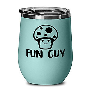 Mushroom Coffee Wine Glass, Teal Wine Tumbler, Mushroom Coffee Stainless Steel Insulated Lid Wine Glass Mug Cup Present Idea