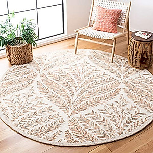 SAFAVIEH Capri Collection 5' Round Ivory/Brown CPR208T Handmade Premium Wool Area Rug
