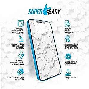SUPER EASY Liquid Glass Screen Protector - Wipe On Scratch and Shatter Resistant Oleophobic Nano Protection for All Phones Tablets Smart Watches Universal