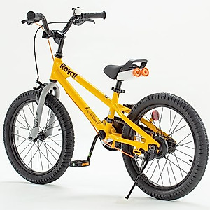 Royalbaby Freestyle 7 Kids Bike 18 Inch Wheel Dual Handbrakes Bicycle Beginners Boys Girls Ages 5-8 Years, Kickstand and Water Bottle Included, Yellow