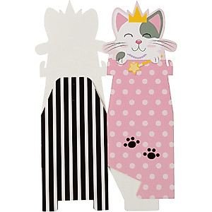 Juvale Cat Party Favor Boxes - 24-Pack Paper Treat Boxes with Die-Cut Princess Kitty, Cute Cat Themed Gable Boxes, Goodie Gift Loot Boxes, Girls Birthday Party Supplies, 3.5 x 3.5 x 8 Inches