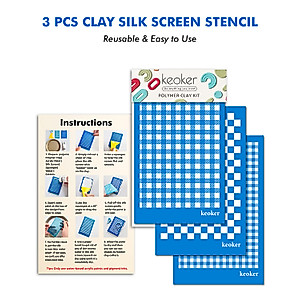 KEOKER Buffalo Plaid Silk Screen for Polymer Clay, Checker Silk Screen Stencils for Polymer Clay, Printing on Clay & Other Jewelry Clay Earrings Decoration, Each 6" X 3.8" (Buffalo Plaid)