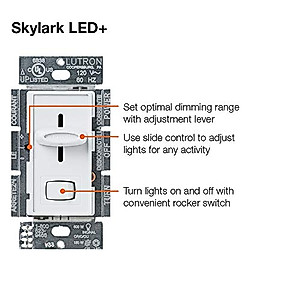 Lutron Skylark LED+ Dimmer Switch for Dimmable LED, Halogen and Incandescent Bulbs | Single-Pole or 3-Way | SCL-153P-WH | White
