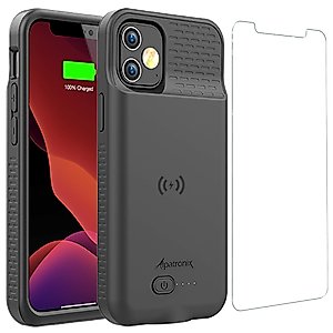 Alpatronix Battery Case for iPhone 12 Mini (5.4 inch), Slim Portable Protective Extended Charger Cover with Wireless Charging, Lightning Input, CarPlay - BX12mini - Matte Black