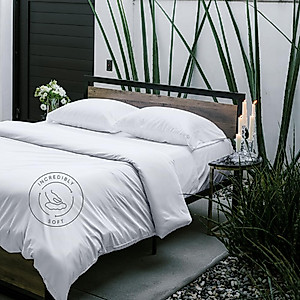 Jennifer Adams 400 Thread Count 3 Piece Cotton Sateen Duvet Cover and Sham Set (Queen/Full, White)